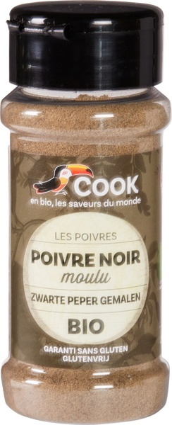 Zwarte peper gemalen Cook 45 gram BIO - Biowinkel Hart voor aarde NL-BIO-01