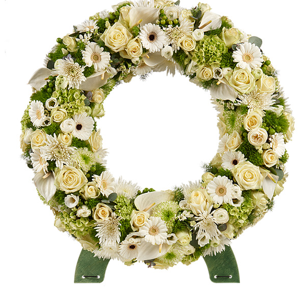 Rouwkrans white & green te bestellen min. 36 uur op voorhand. - Bloemen ...