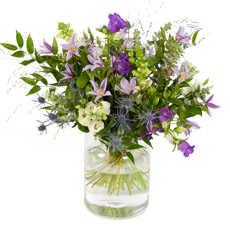 Plukboeket paarse en witte tinten - Bloemen Ixora
